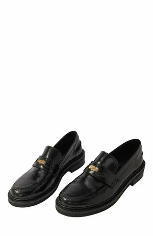 Maje Leather Loafers - Black