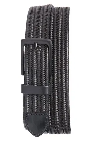 Nordstrom Diego Woven Leather Stretch Belt - Black