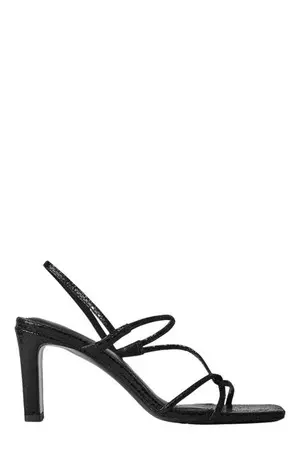 Sandro Embossed Leather Strappy Sandals - Black