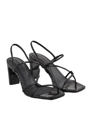 Sandro Embossed Leather Strappy Sandals - Black