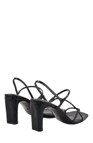 Sandro Embossed Leather Strappy Sandals - Black