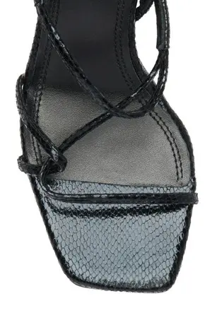 Sandro Embossed Leather Strappy Sandals - Black