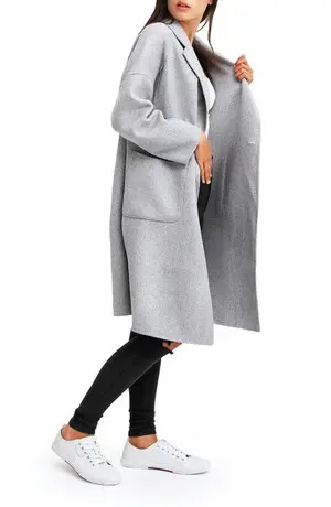 BELLE & BLOOM Publisher Double-breasted Wool-blend Coat - Grey Marle