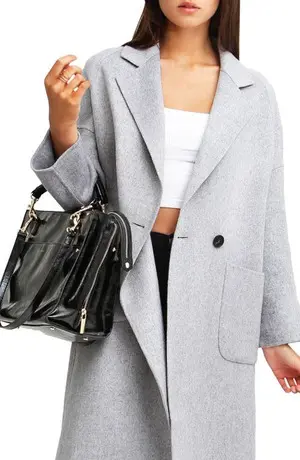 BELLE & BLOOM Publisher Double-breasted Wool-blend Coat - Grey Marle