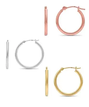 DONATELLO GIAN Sterling Silver Hoop Earrings 3 Pack - Silver/gold/copper
