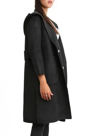 BELLE & BLOOM Wool Blend Oversized Coat - Pure Black