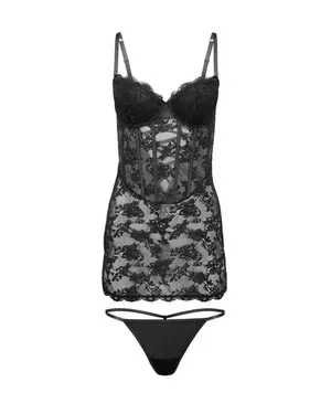 ADORE ME Brielle Babydoll & G-string Set Lingerie - Black