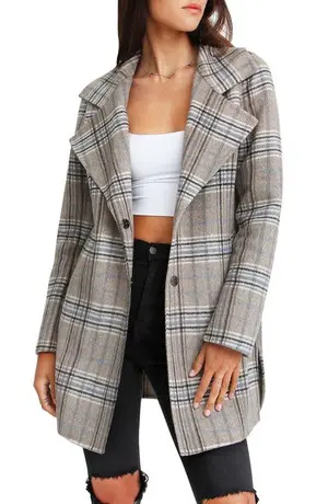 BELLE & BLOOM Ex-boyfriend Plaid Wool-blend Coat