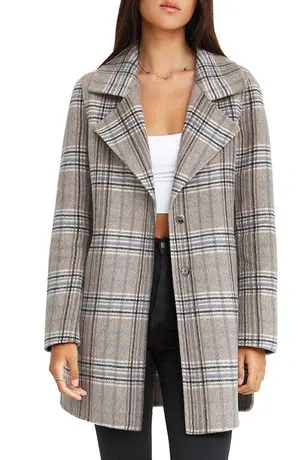 BELLE & BLOOM Ex-boyfriend Plaid Wool-blend Coat