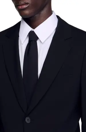 Sandro Virgin Wool Suit Jacket - Black