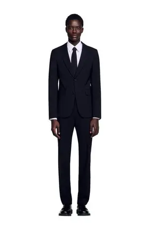 Sandro Virgin Wool Suit Jacket - Black