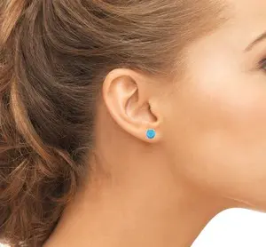 DONATELLO GIAN Name' Sterling Created Turquoise Stud Earrings