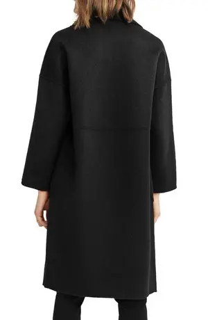 BELLE & BLOOM Double Breasted Wool Blend Coat - Black
