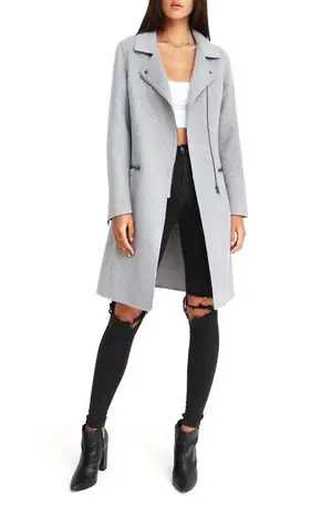 BELLE & BLOOM Wool Blend Longline Coat - Grey Marl