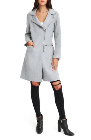 BELLE & BLOOM Wool Blend Longline Coat - Grey Marl