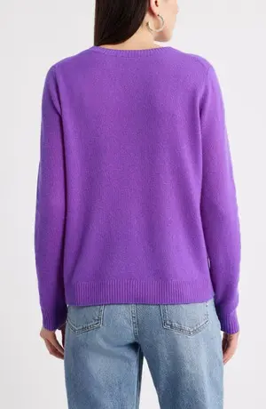 Caslon Cashmere Crewneck Sweater - Purple Tilandia