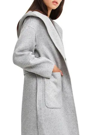 BELLE & BLOOM Wool Blend Oversized Hooded Coat - Grey