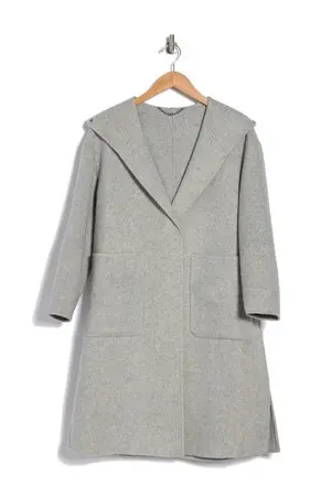 BELLE & BLOOM Wool Blend Oversized Hooded Coat - Grey
