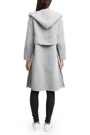 BELLE & BLOOM Wool Blend Oversized Hooded Coat - Grey