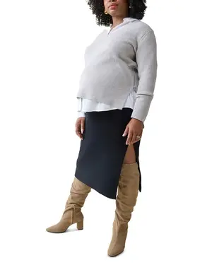 INGRID & ISABEL Maternity Side Zip Sweater - Light Gray