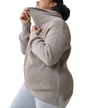 INGRID & ISABEL Maternity Zip-up Sweater - Taupe
