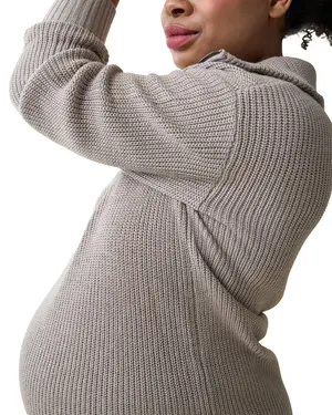 INGRID & ISABEL Maternity Zip Front Sweater - Taupe