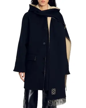 Sandro Jalen Wool Hooded Coat