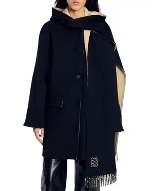 Sandro Jalen Wool Hooded Coat