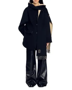 Sandro Jalen Wool Hooded Coat