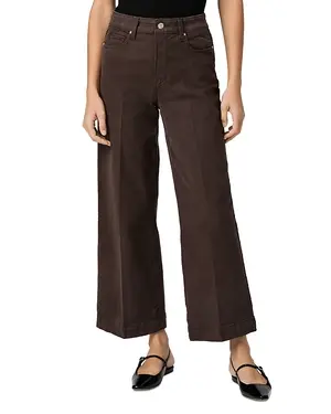 Paige Anessa Cropped Wide Leg Jeans - Rich Chocolate