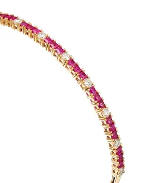 Bloomingdale'S 14k Yellow Gold Ruby And Diamond Bangle