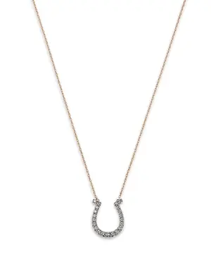 Bloomingdale'S Diamond Horseshoe Pendant Necklace - White/gold