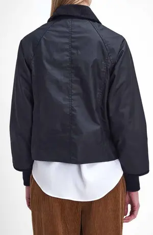 Barbour Beadnell Crop Waxed Cotton Jacket - Black/classic