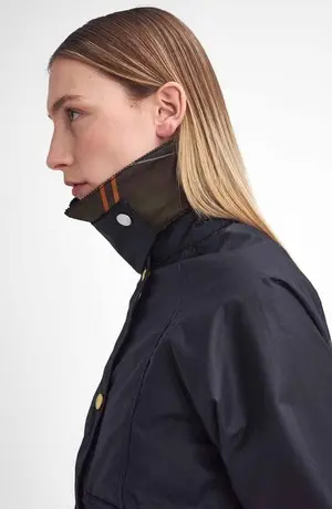 Barbour Beadnell Crop Waxed Cotton Jacket - Black/classic