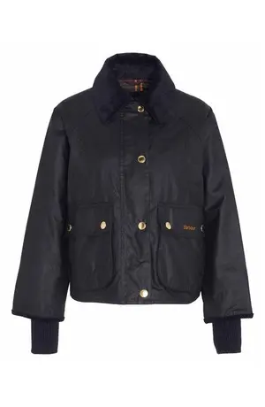 Barbour Beadnell Crop Waxed Cotton Jacket - Black/classic
