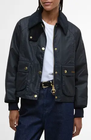 Navy Waxed Cotton Jackets for Women