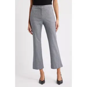 Theory Herringbone Kick Flare Ankle Trousers - Navy Melange