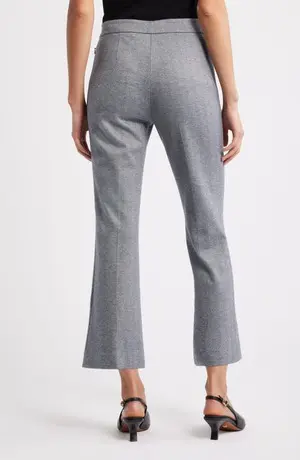 Theory Herringbone Kick Flare Ankle Trousers - Navy Melange