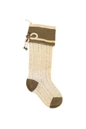 MELANGE COLLECTION Cable-knit Stocking With Bow Detail - Ivory