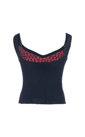 La DoubleJ Winset Cropped Knit Top - Navy