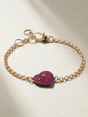 LUCY DELIUS Love Special Rhodium-plated 14-karat Ruby Bracelet - Gold