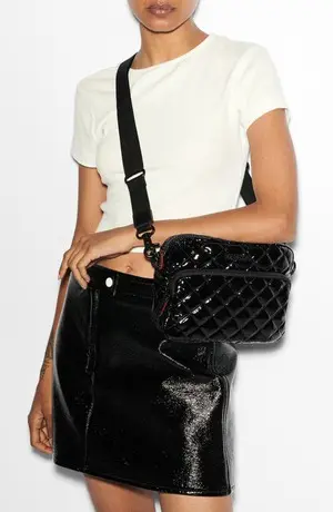 Mz Wallace Small Metro Quilted Camera Bag - Black Lacquer
