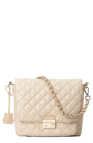 Mz Wallace Medium Crosby Lock Quilted Nylon Crossbody Bag - Buff