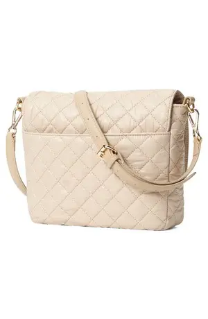 Mz Wallace Medium Crosby Lock Quilted Nylon Crossbody Bag - Buff