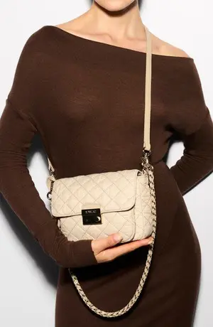 Mz Wallace Small Crosby Lock Quilted Nylon Crossbody Bag - Buff