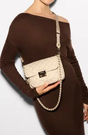 Mz Wallace Small Crosby Lock Quilted Nylon Crossbody Bag - Buff