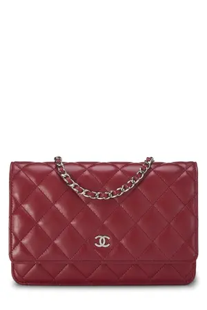 Chanel Quilted Lambskin Wallet On Chain - Red