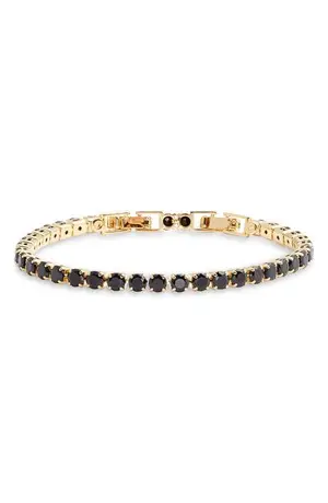 Nordstrom Cubic Zirconia Tennis Bracelet Black- Gold