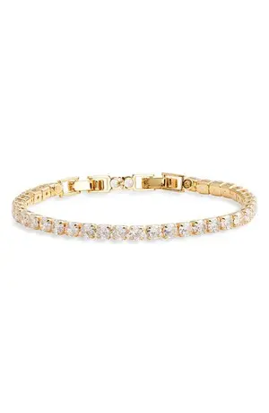 Nordstrom Cubic Zirconia Tennis Bracelet - Clear- Gold
