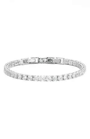 Nordstrom Cubic Zirconia Tennis Bracelet - Clear- Silver